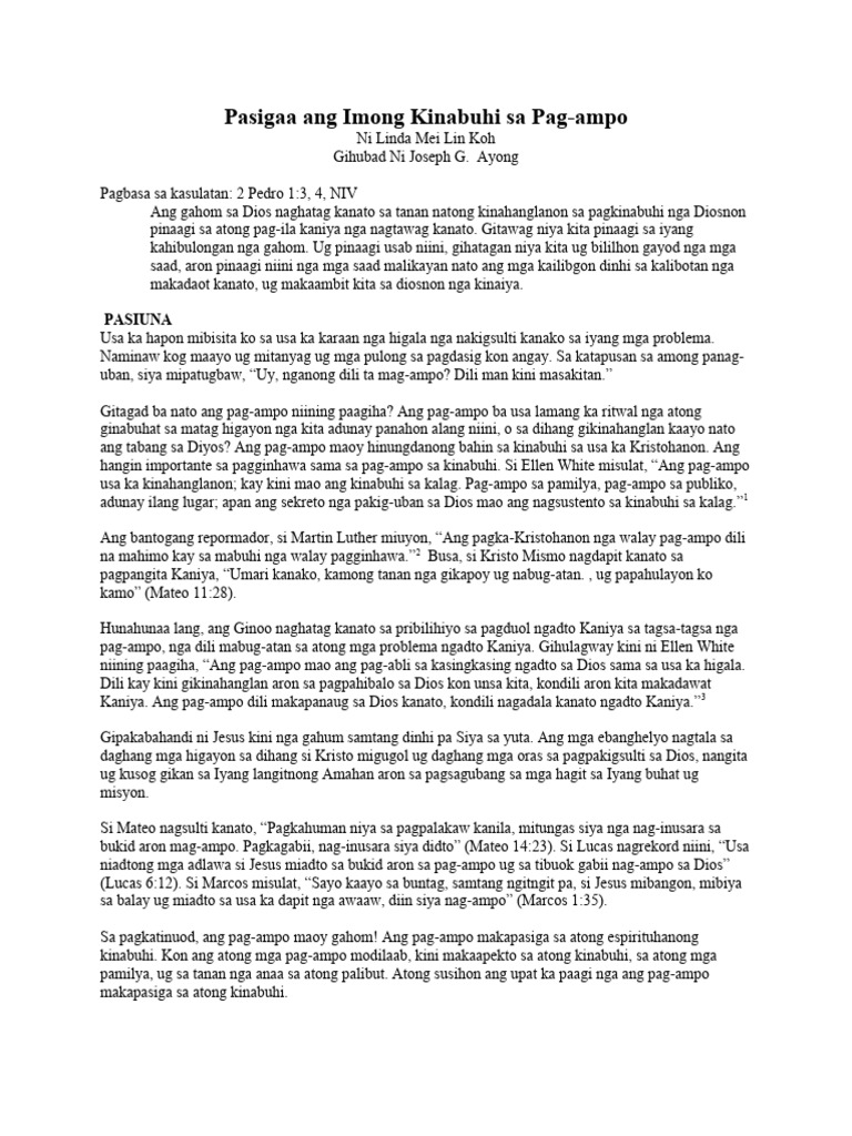 Pasigaa Ang Imong Kinabuhi Sa Pag Ampo | PDF