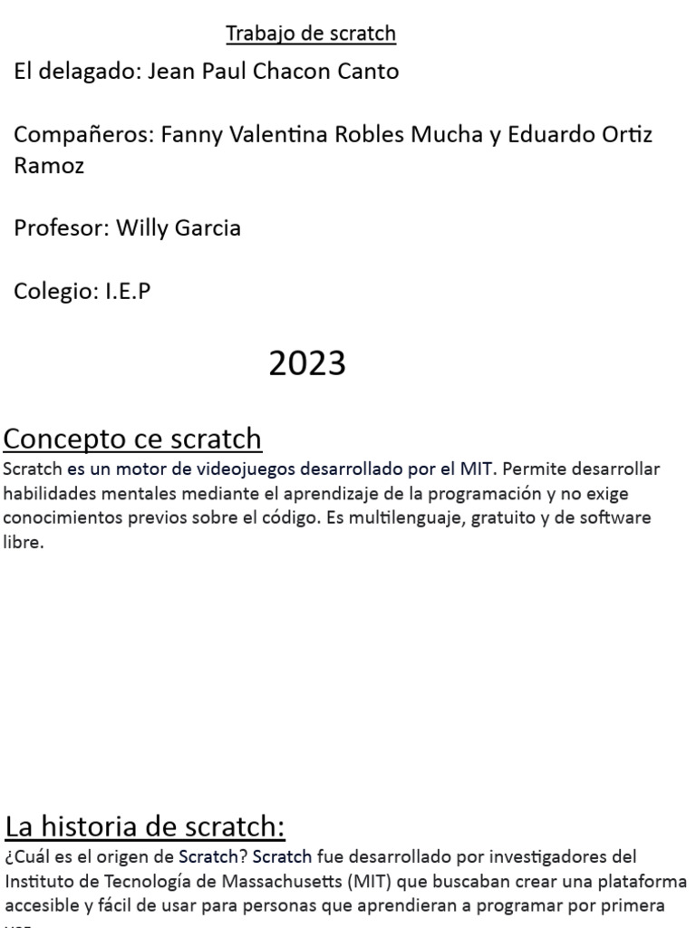 Introducción a Scratch: Historia y Elementos | PDF