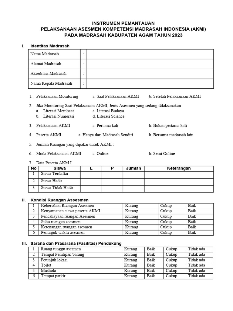 Instrumen Monev Akmi 2023 | PDF