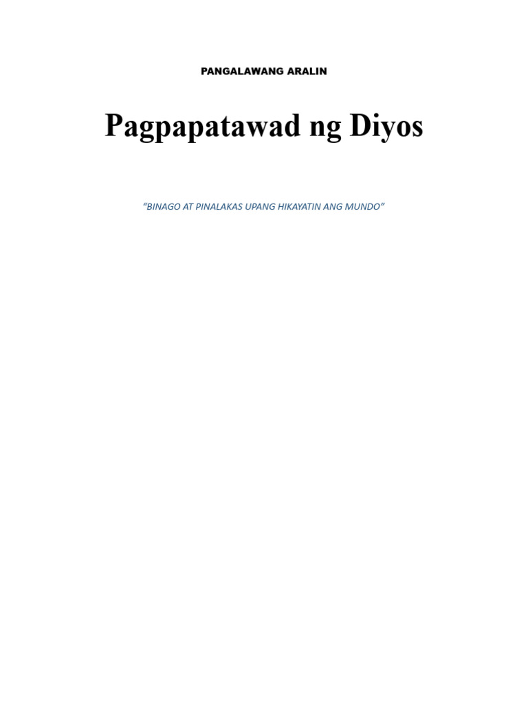 Pangalawang Aralin - Pagpapatawad NG Diyos | PDF