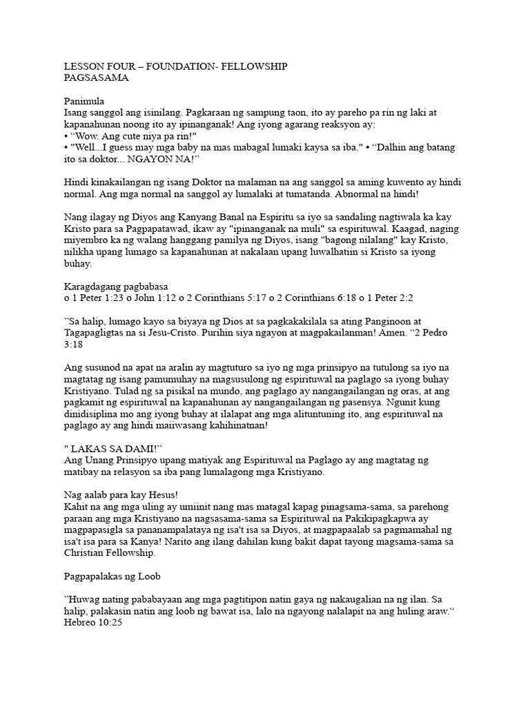 Lesson Four Foundation Tagalog | PDF