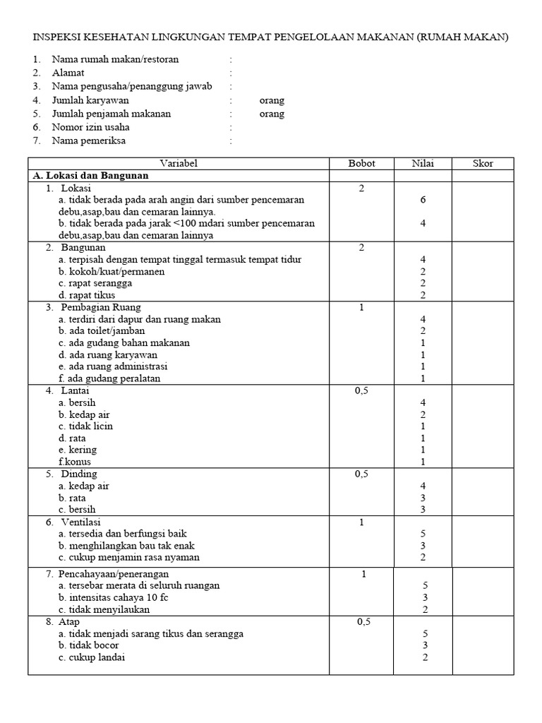 Form Rumah Makan Fixx | PDF