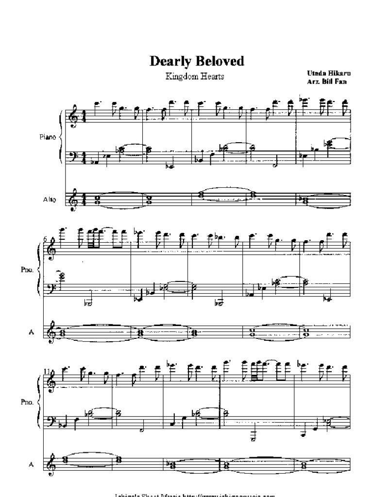 Sheet Music - Kingdom Hearts - Dearly Beloved