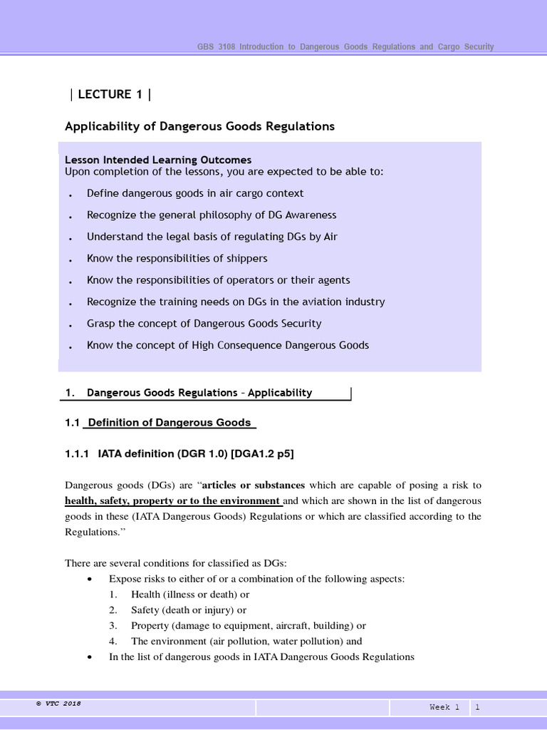 L1 Applicability of DGR (Final) | PDF | Dangerous Goods | Cargo