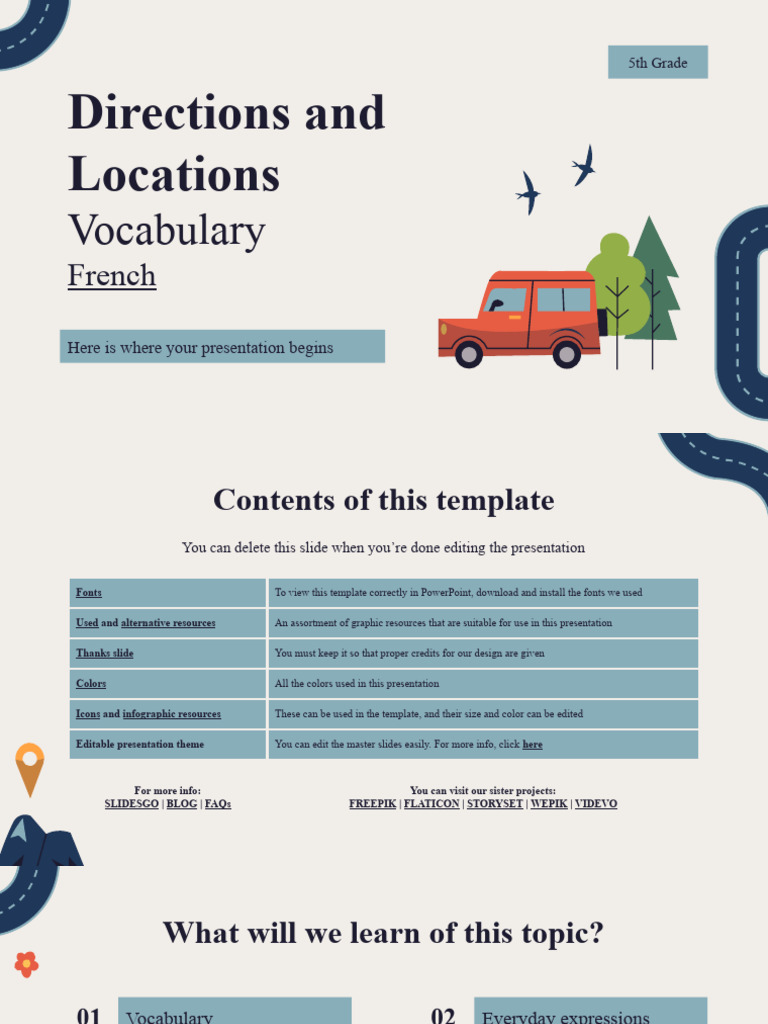 Directions and Locations Vocabulary French 5th Grade | PDF | Planets ...