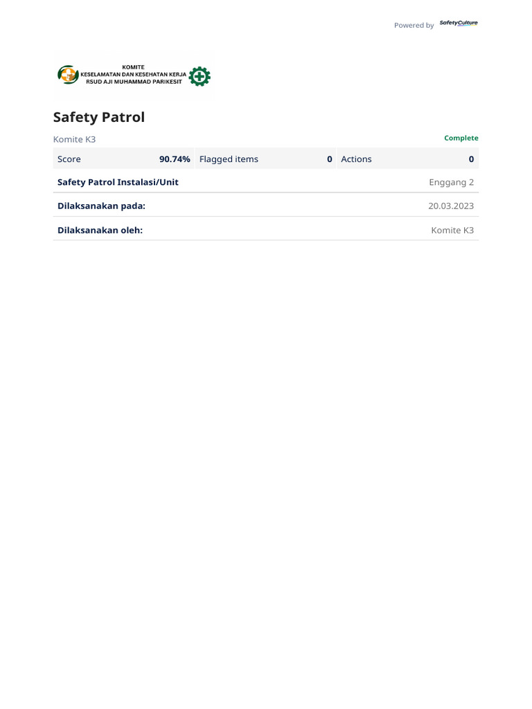 Laporan safety patrol | PDF