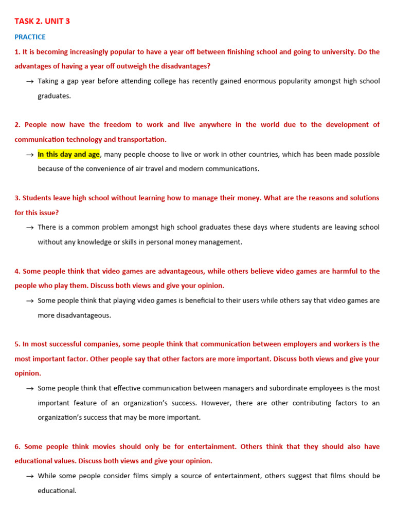 UNIT 2 -WRITING INTRO (ANSWER) | Download Free PDF | Communication ...