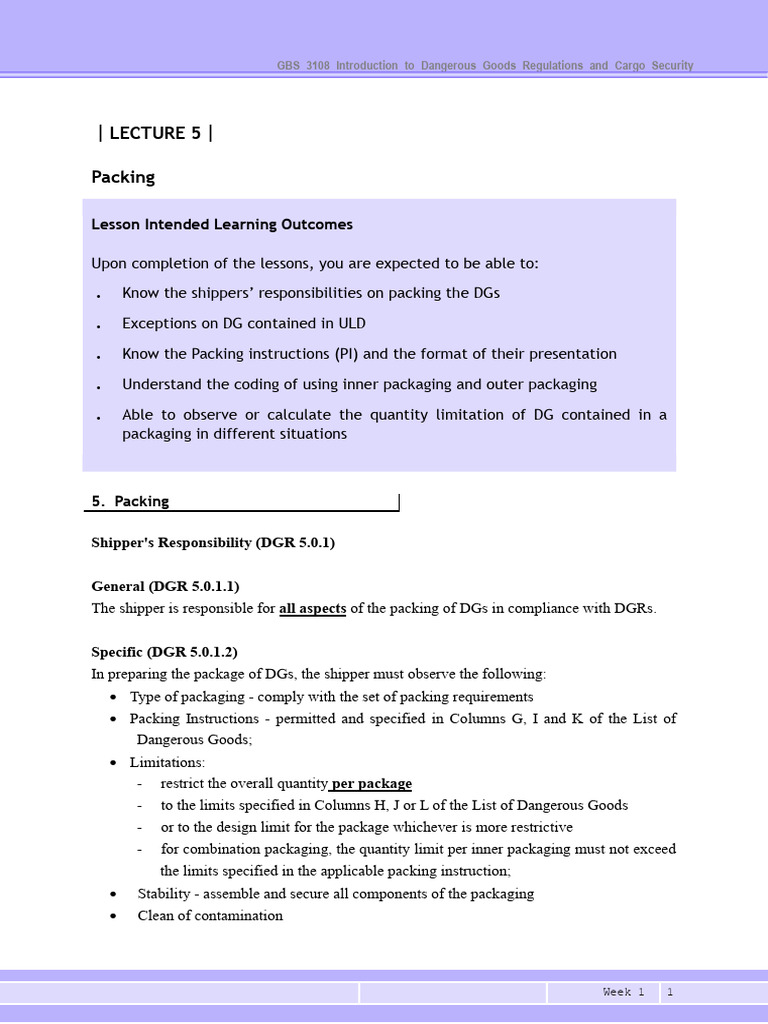 L5 Packing | Download Free PDF | Dangerous Goods | Cargo