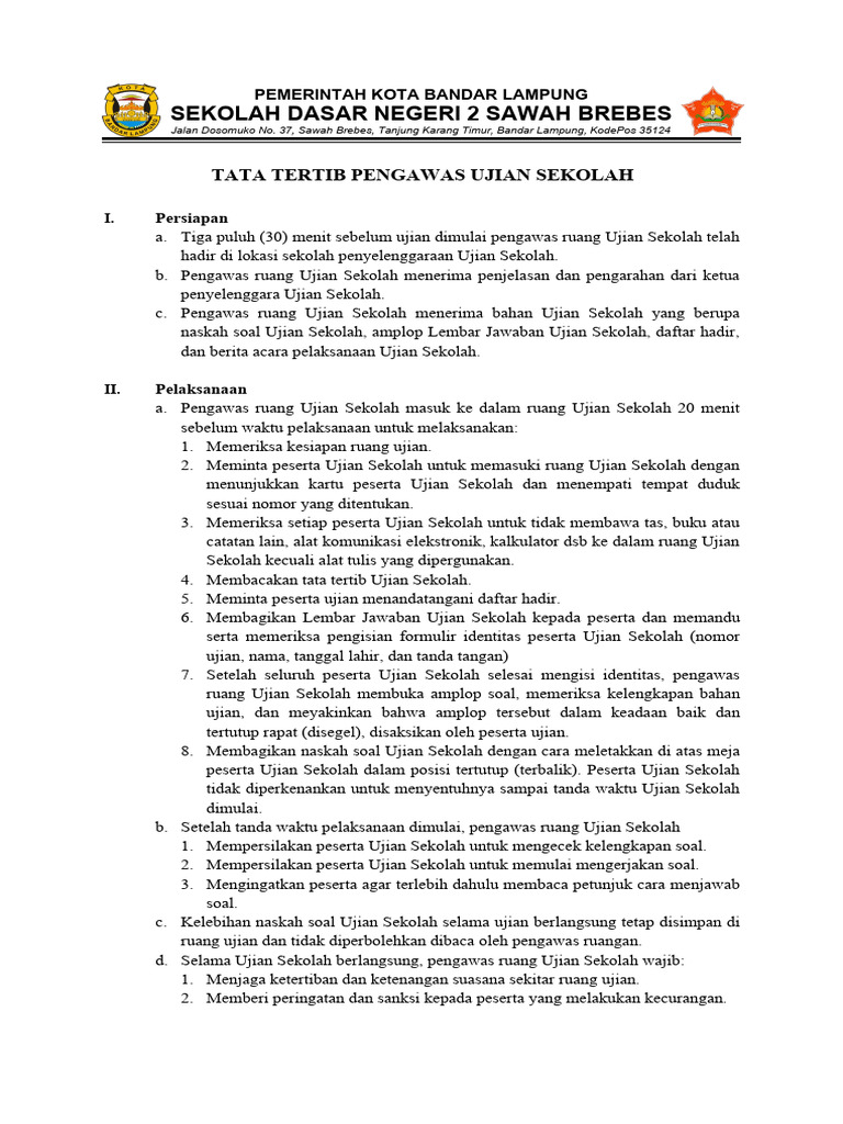 Tata Tertib Pengawas Dan Peserta | PDF