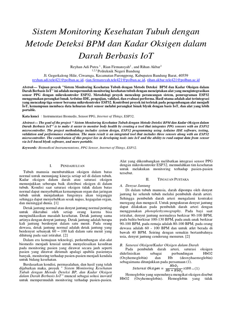 Jurnal Projek Instrumentasi Biomedis - Reyhan, Rian, Rihan - Politeknik Negeri Bandung | PDF ...
