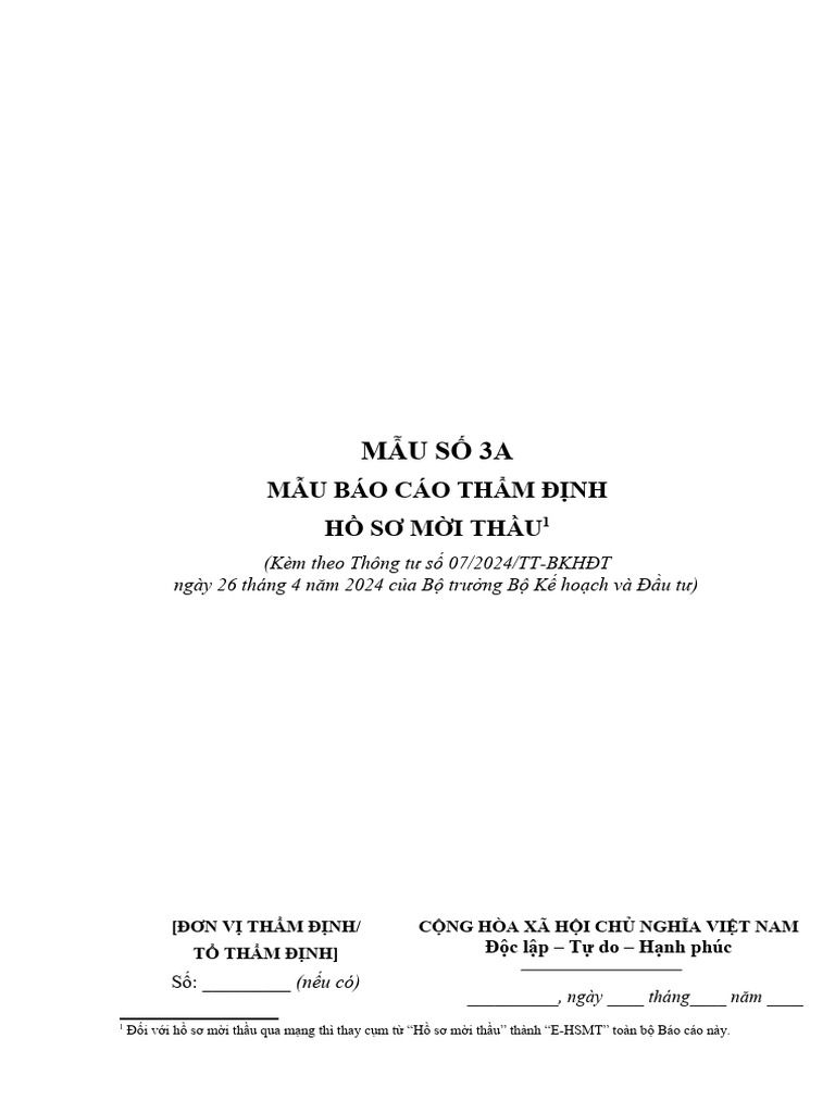 07 - 2024 - TT - BKHDT - MẪU 3A | PDF