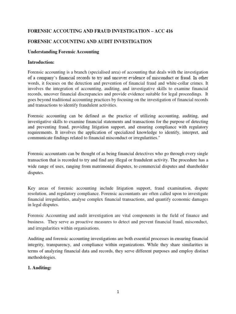 Lecture Note 1 - Forensic Accounting and Fraud Investigation | PDF ...