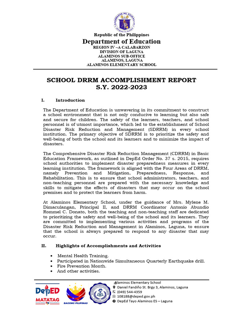 Accomplishment Report 2022-2023 | PDF | Emergency Management