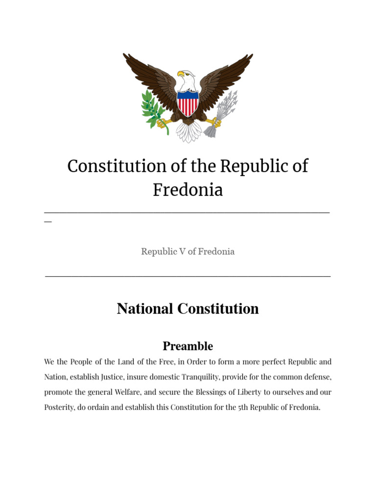 Constitution of The Republic of Fredonia | PDF | Impeachment | American ...