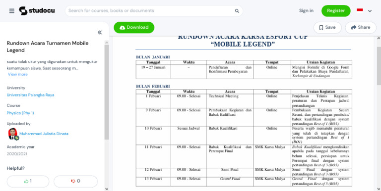 Rundown Acara Turnamen Mobile Legend - RUNDOWN ACARA KARSA ESPORT CUP