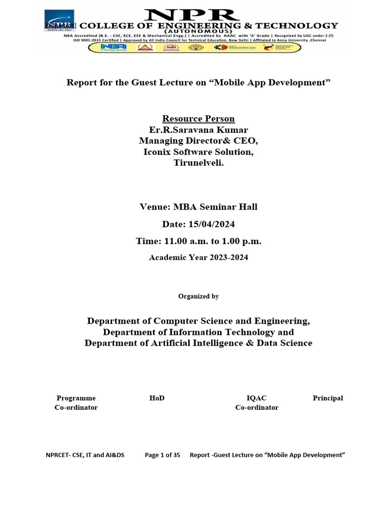 APPDEV Guest Lecture Report | PDF | Application Software | Artificial ...