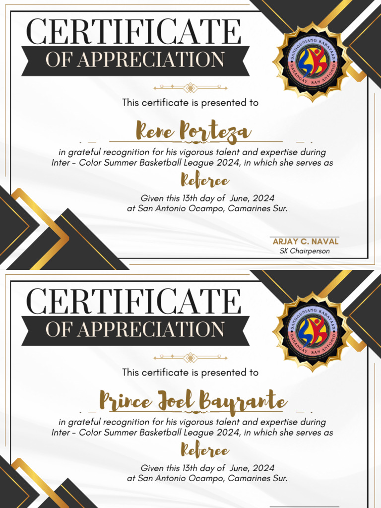 Certificate of Appreciation for Referees | PDF