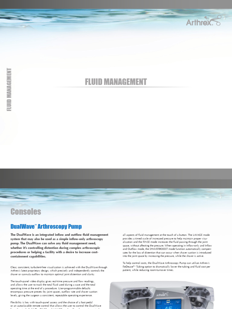 Arthrex DualWave Fluid Management System | PDF | Pump | Discharge ...