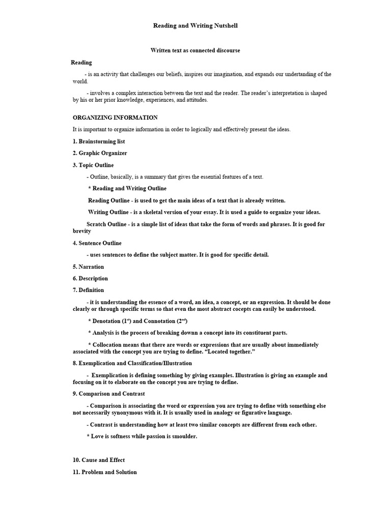 Reading and Writing Nutshell-1 | PDF | Definition | Argument