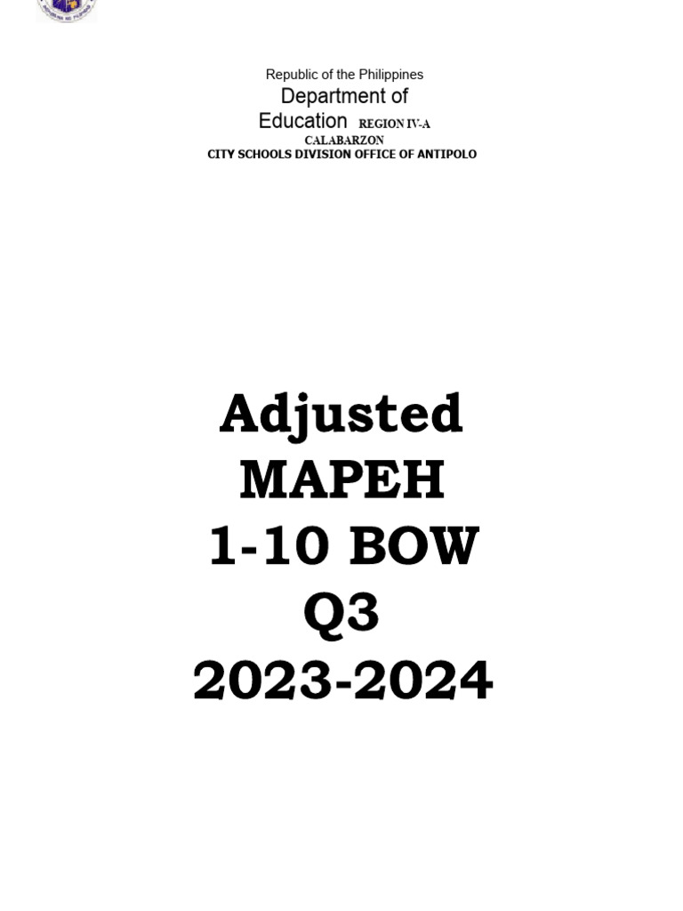 Adjusted BOW For MAPEH 2024 Q3 | PDF | Learning | Sound
