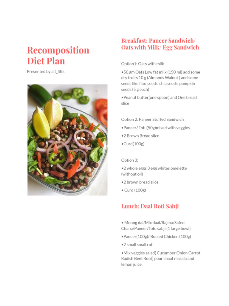 Recomposition Diet Plan | PDF | Cooking, Food & Wine