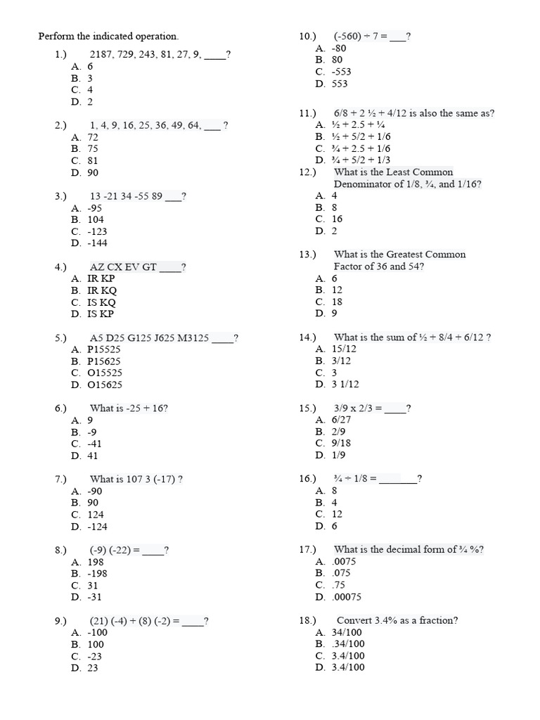 CSC Review Session 2 | PDF | Arithmetic | Elementary Mathematics