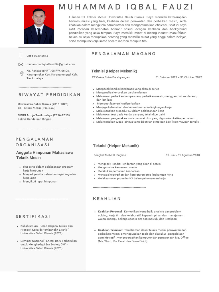 CV - Muhammad Iqbal Fauzi | PDF