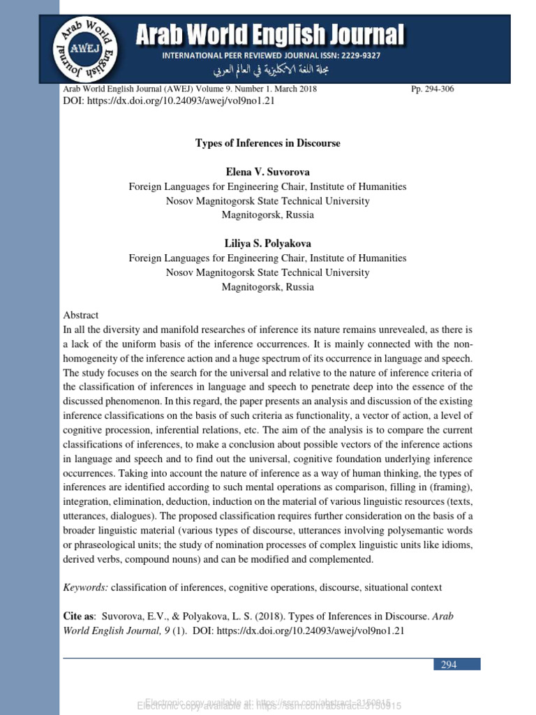 Types of Inferences in Discourse | PDF | Deductive Reasoning | Logic