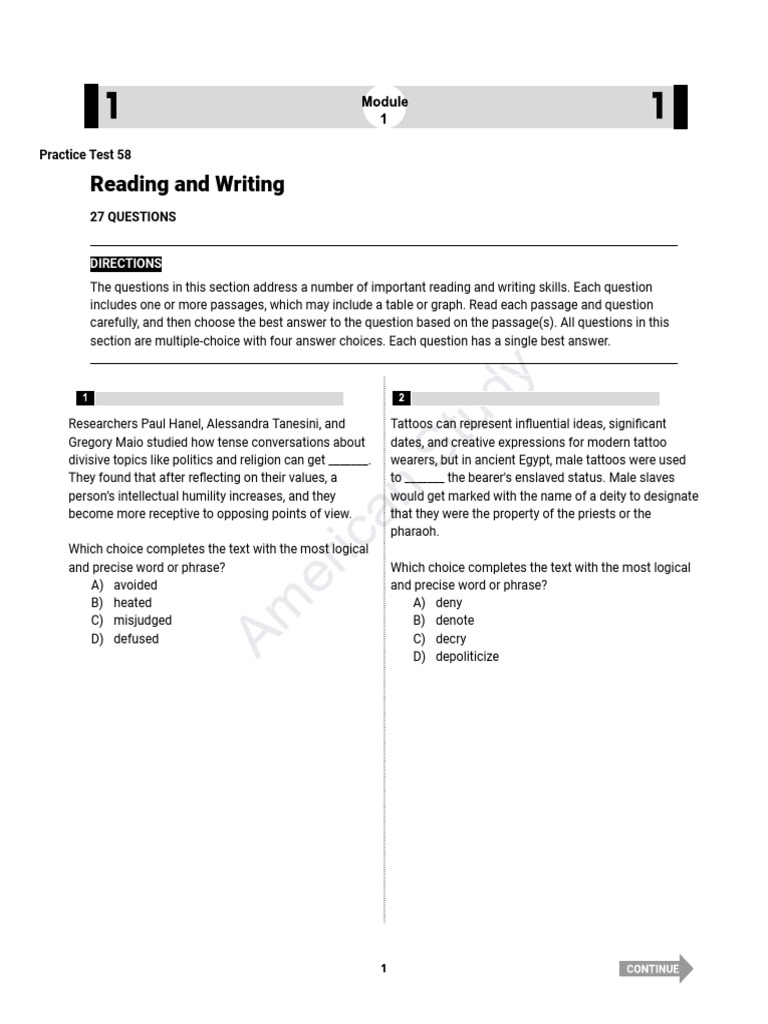 Practice Test 58 | PDF