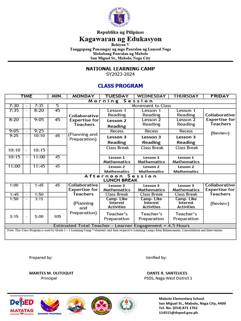 Class Program New NLC | PDF | Learning | Behavior Modification