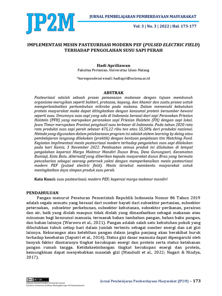 Jurnal Pembelajaran Mesin (Implementasi Mesin Pasteurisasi Modern Pef (Pulsed Electric Field ...