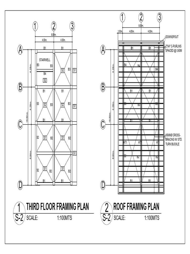 Third Floor Framing Plan Roof Framing Plan: Scale: 1:100MTS Scale: 1:100MTS | PDF