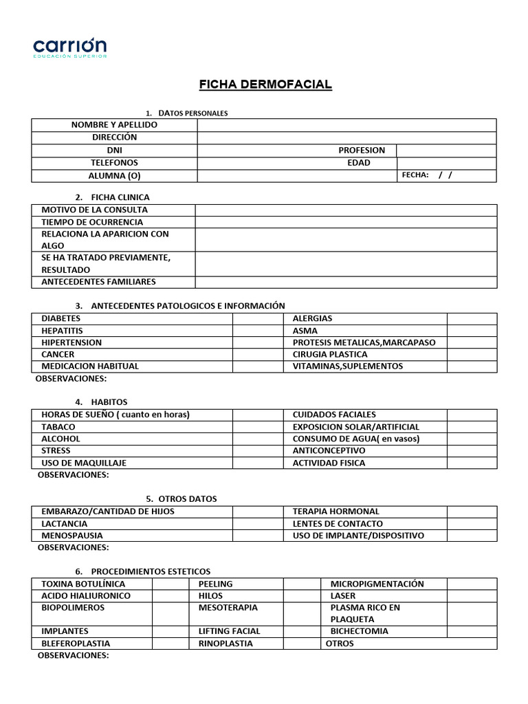 Ficha Dermo Facial | PDF | Causas de la muerte | Especialidades Medicas