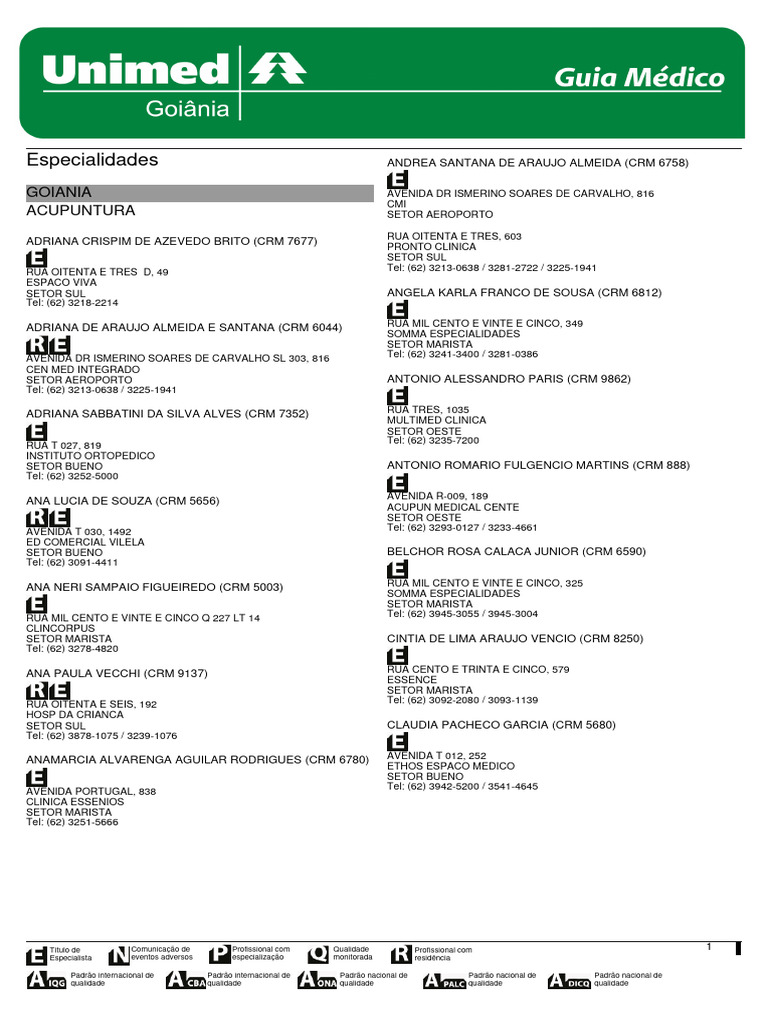Guia Medico Unimed Goiania 17147214 | PDF