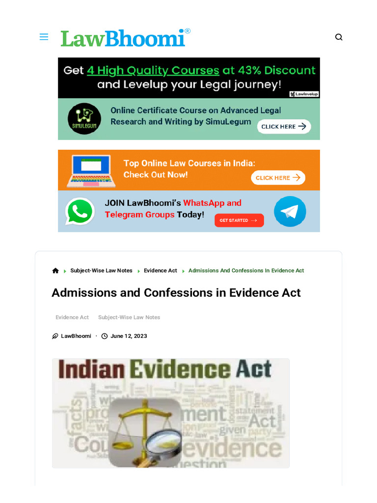 Admissions and Confessions in Evidence Act | PDF | Confession (Law ...