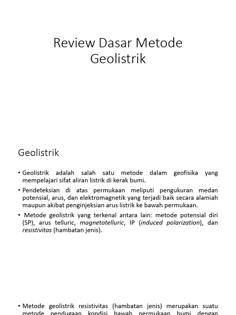 Review Dasar Metode Geolistrik | PDF