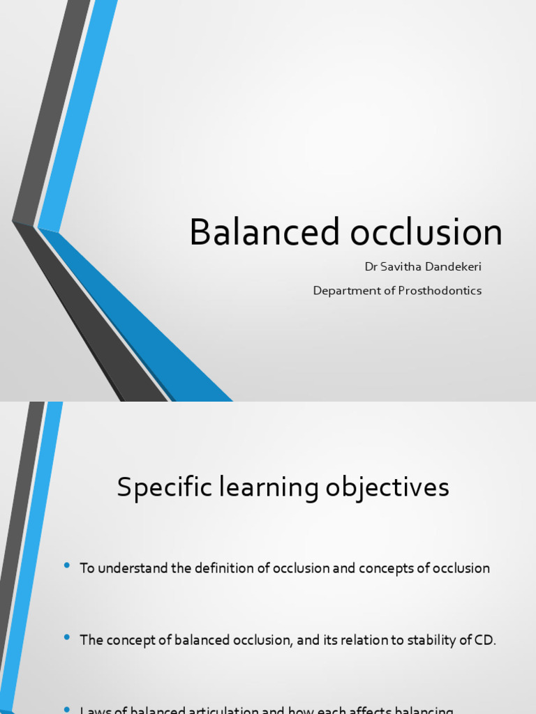Balanced Occlusion in CD | PDF | Dentures | Dentistry