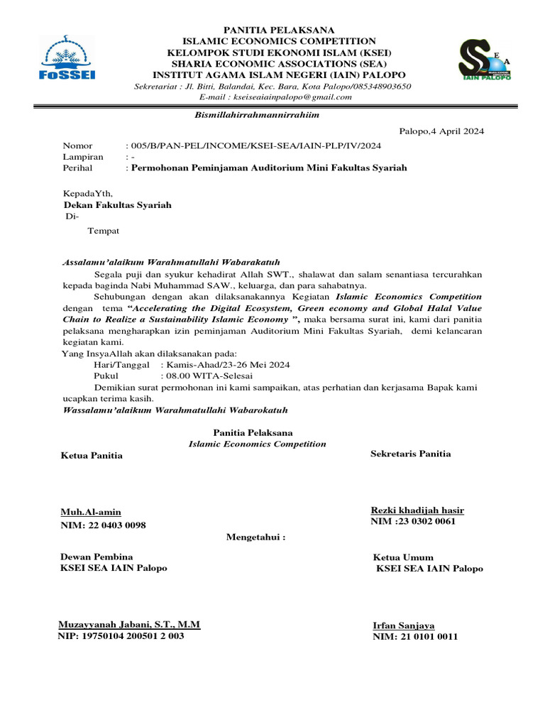 Permohonan Peminjaman Auditorium Mini | PDF