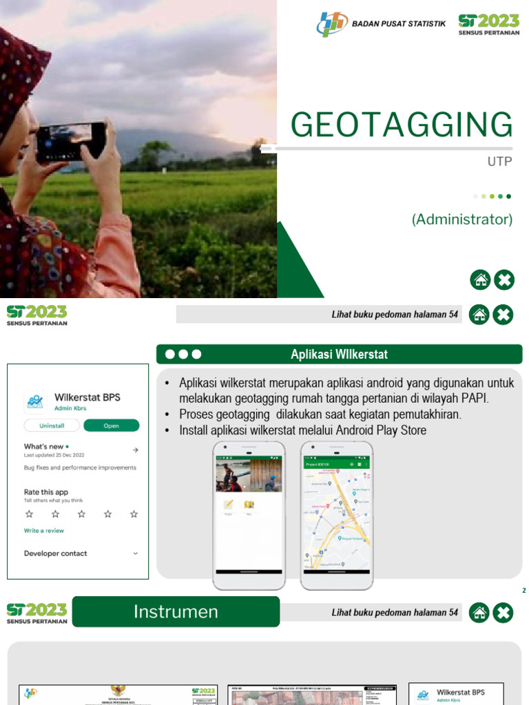 Bahan Ajar ST2023 UTP PAPI - Geotagging Aplikasi Wilkerstat Admin | PDF