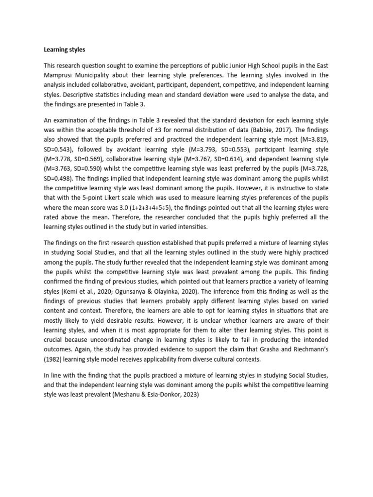 Learning Styles | PDF | Learning Styles | Learning