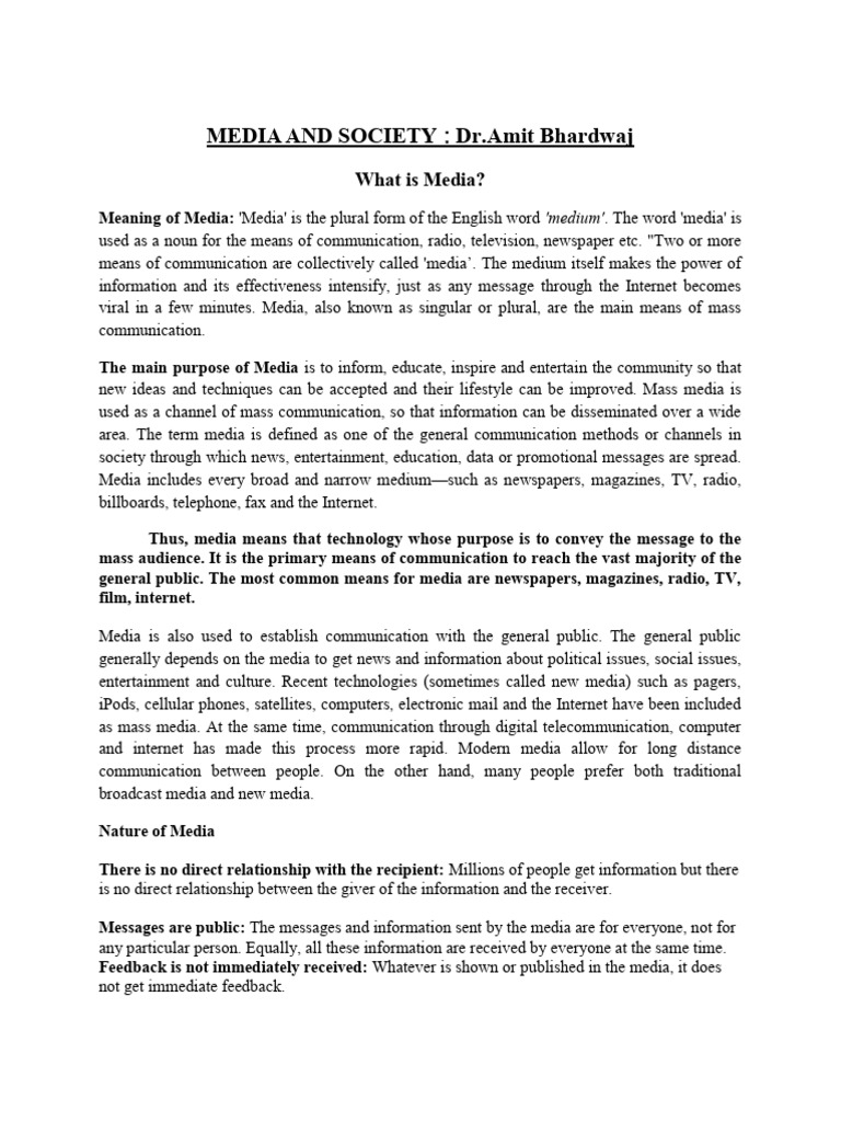 MEDIA ENGLISH (1) 2nd Sem | PDF | Media (Communication) | Mass Media