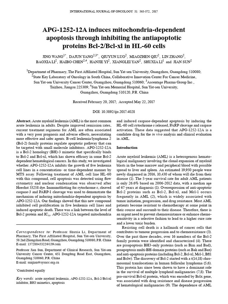 11. AML cell | Download Free PDF | Bcl 2 | Apoptosis