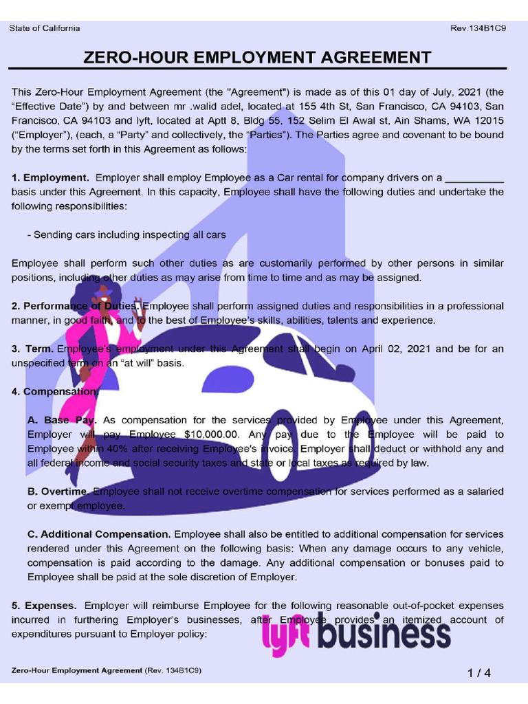 Zero Hour Employment Agreement 1 | PDF