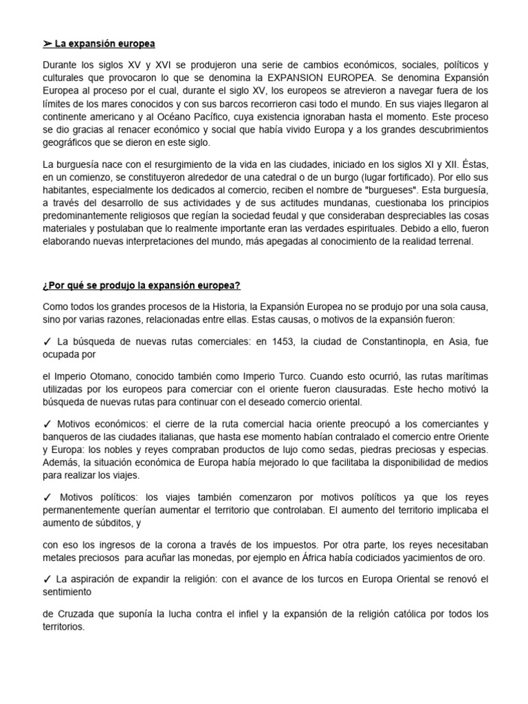 Causas y Consecuencias de la Expansión Europea | PDF | Cristobal colon ...
