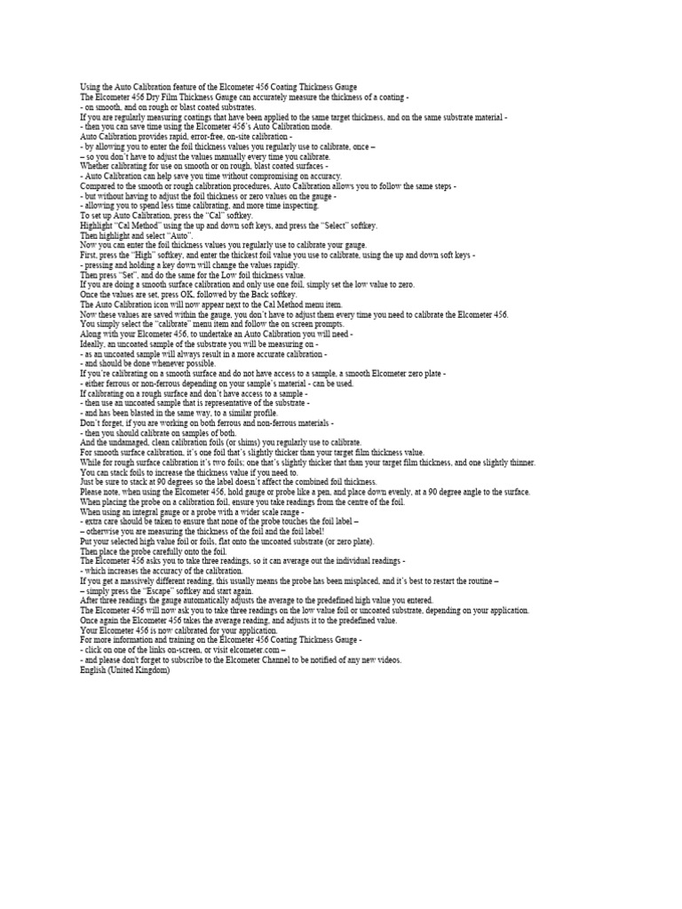 Using The Auto Calibration Feature of The Elcometer 456 Coating ...