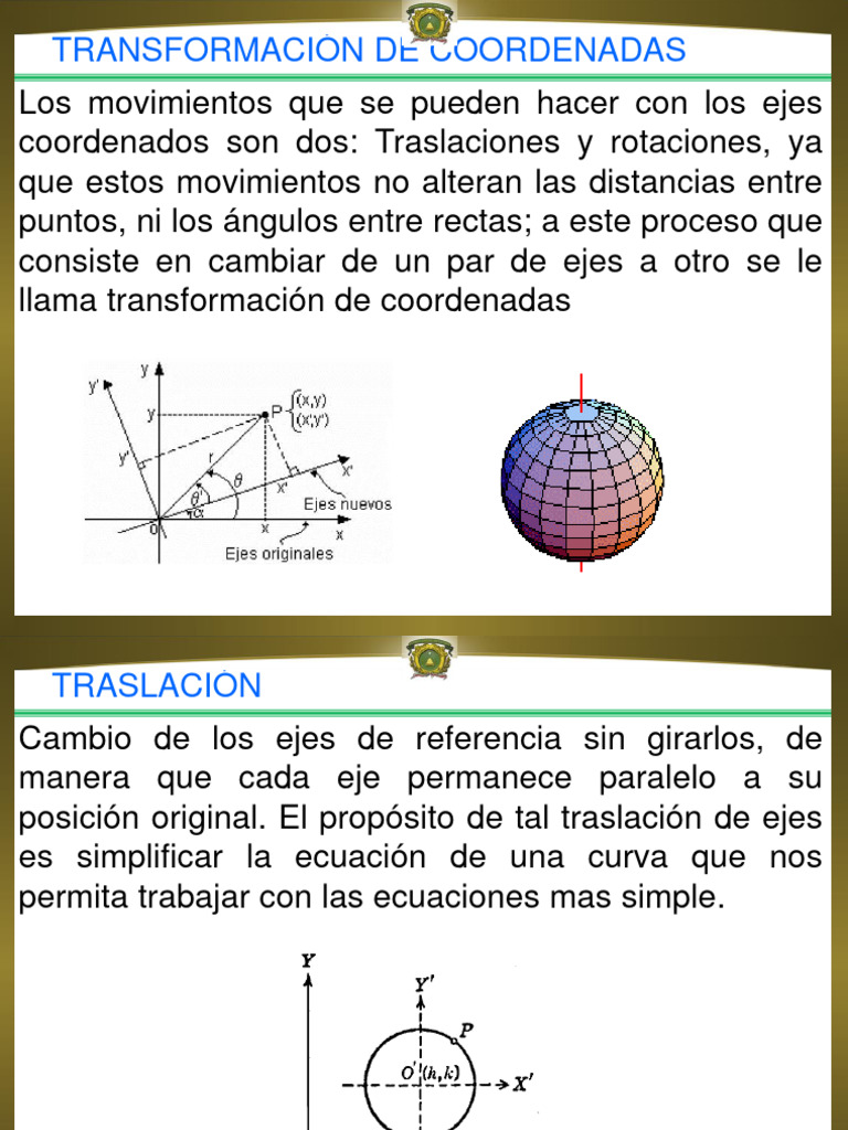 Transformación de coordenadas | PDF | Sistema coordinado | Rotación