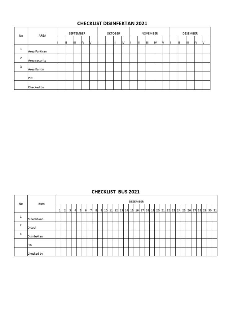 2021 Disinfection Checklist Guide | PDF