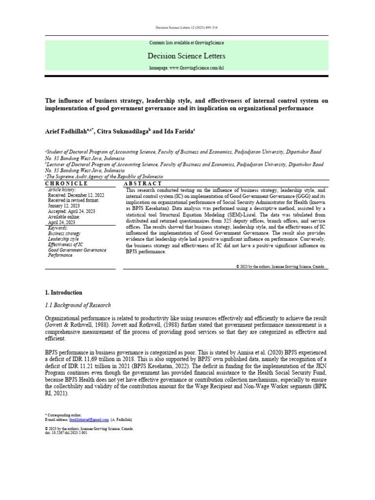 The Influence of Business Strategy, Leadership Style, and Effectiveness ...