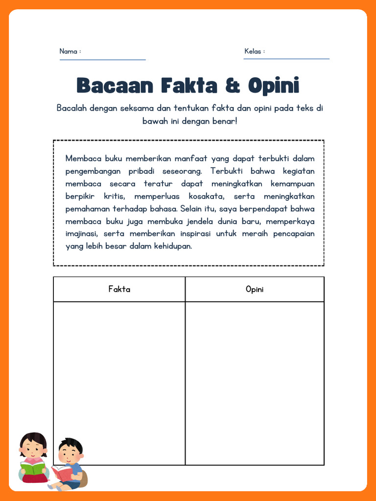 Lembar Kerja Teks Fakta Dan Opini Bahasa Indonesia Biru Putih ...