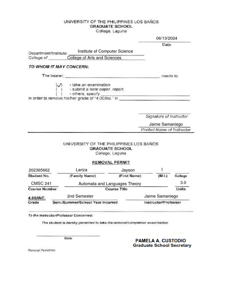 Removal of Inc 4 Permit Filled | PDF